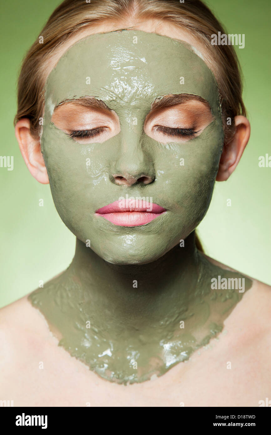 Woman face green mask covered hi-res stock photography and images - Alamy