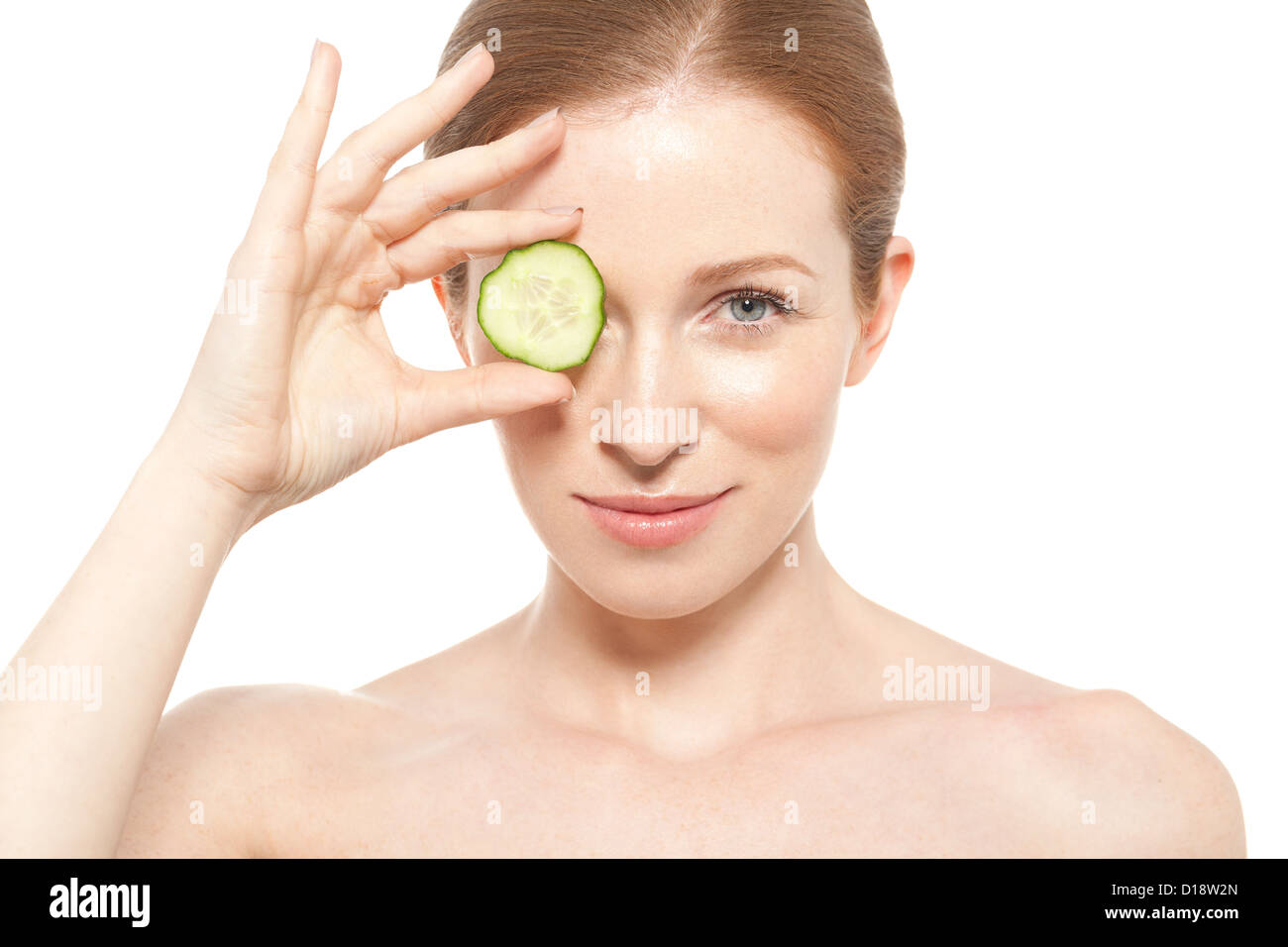 Woman with cucumber over eyes hi-res stock photography and images - Alamy