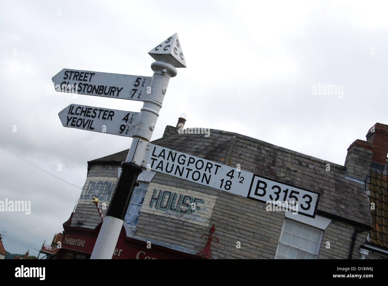 old fashioned sign post in Somerton Somerset, United Kingdom Stock ...