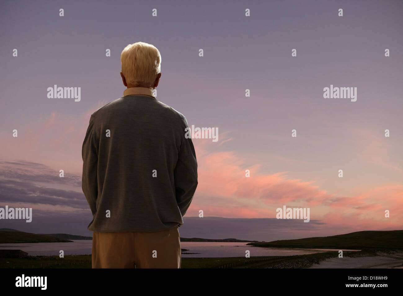 Old man sweater one person rear view hi-res stock photography and ...
