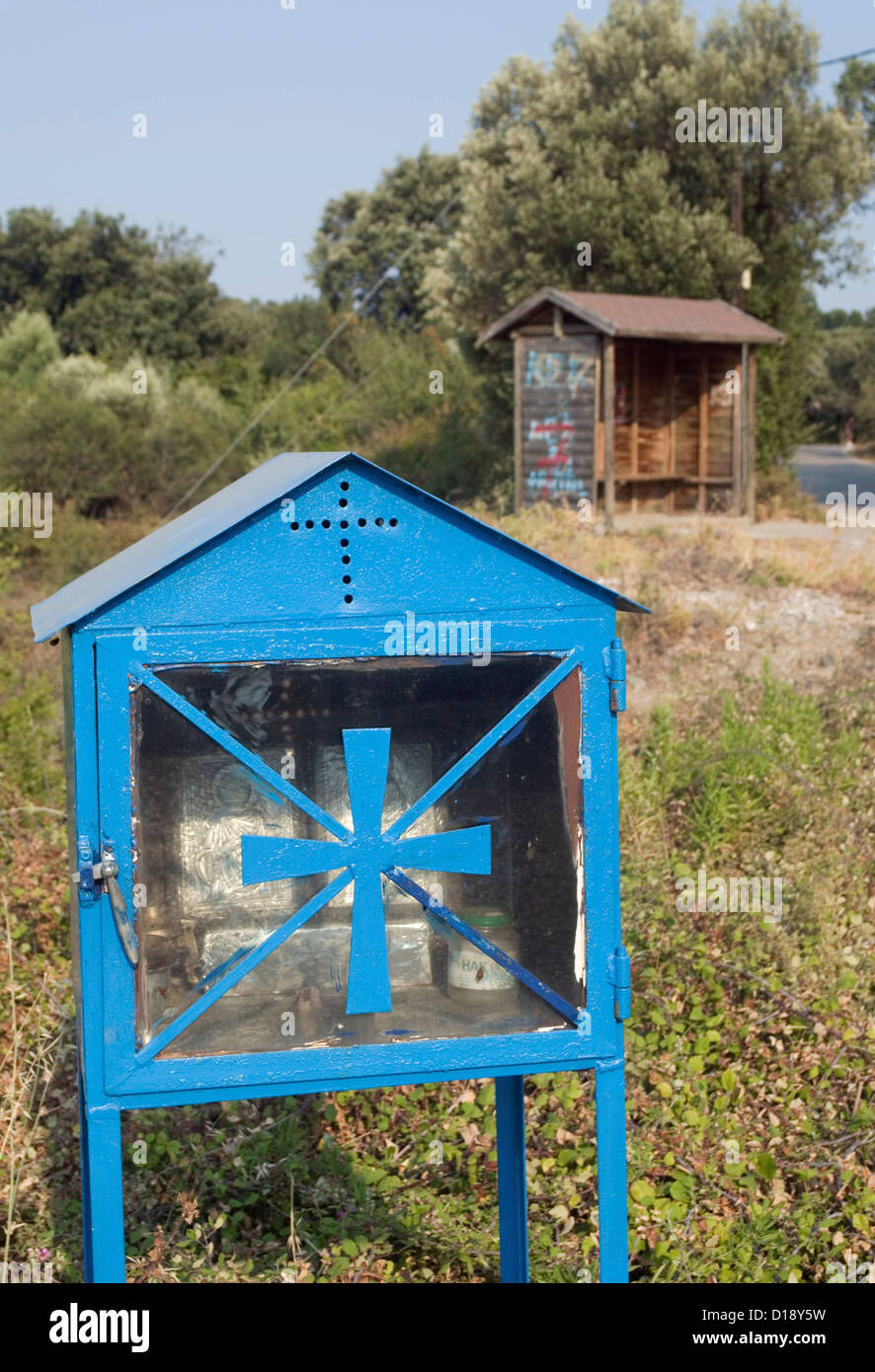 Little Orthodox Shrine in the countryside, Samothraki, Greece Stock ...