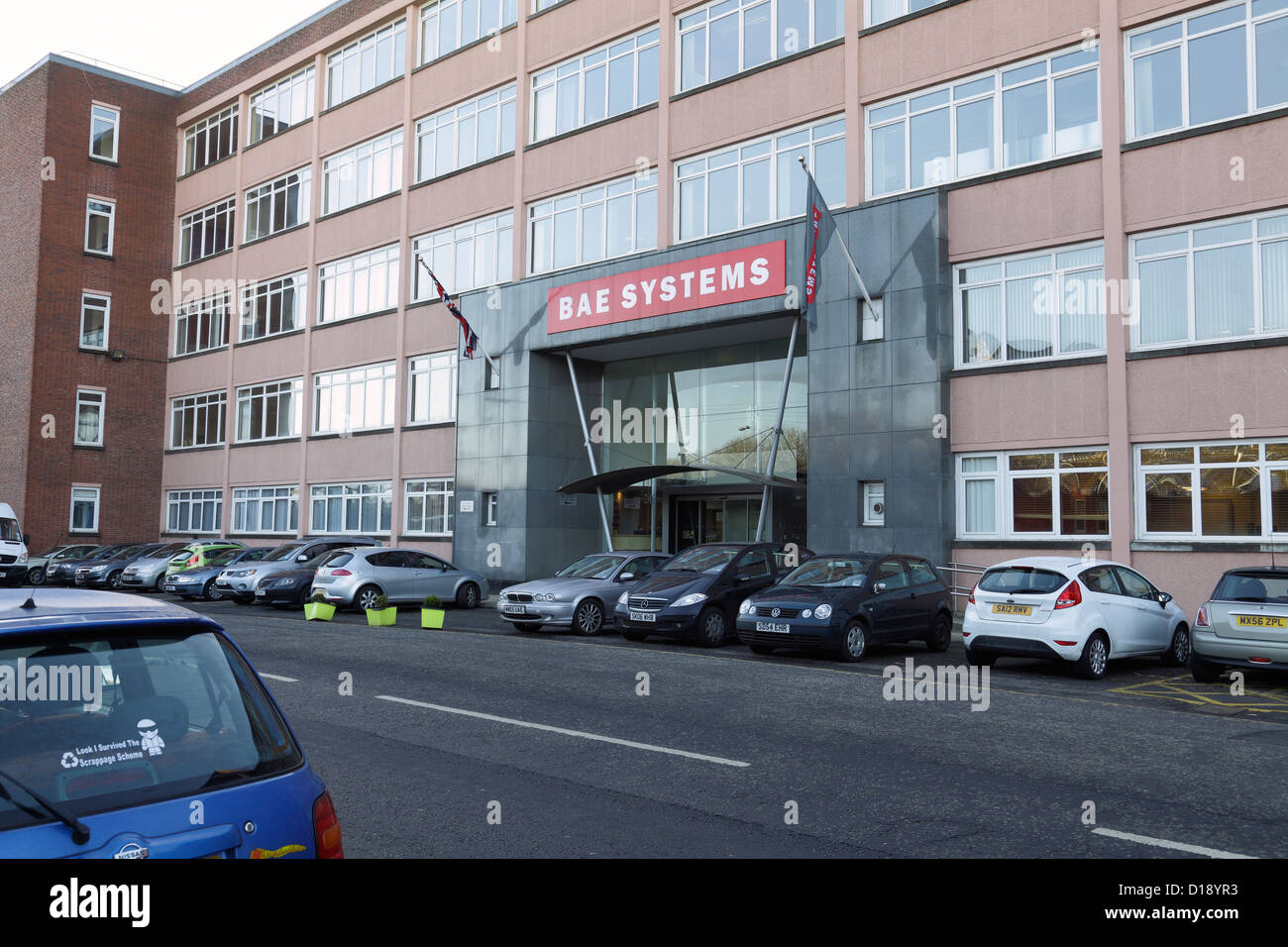 Entrance to BAE Systems Shipyard offices on South Street, Scotstoun ...