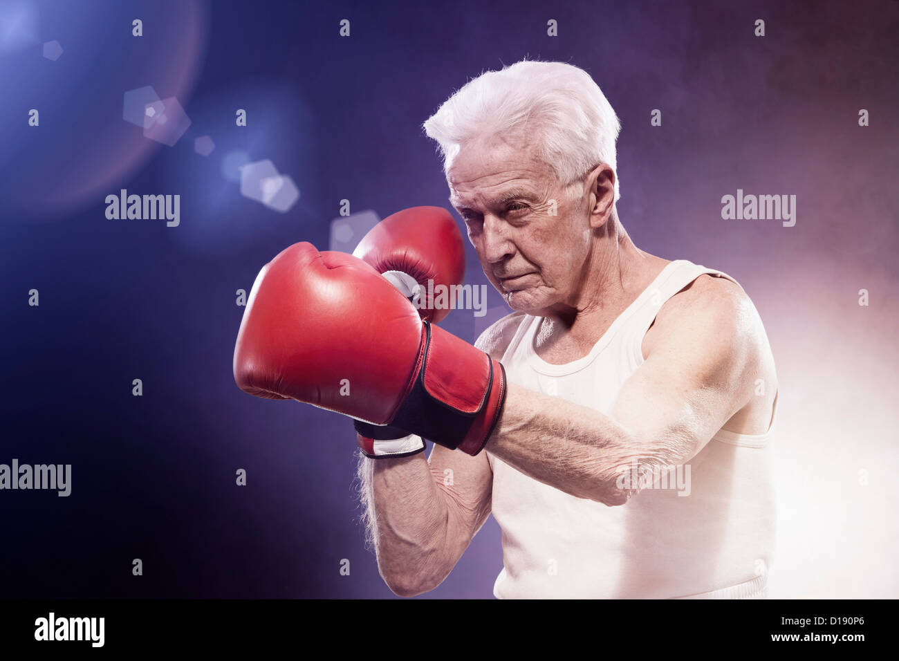 Senior man boxing Stock Photo - Alamy
