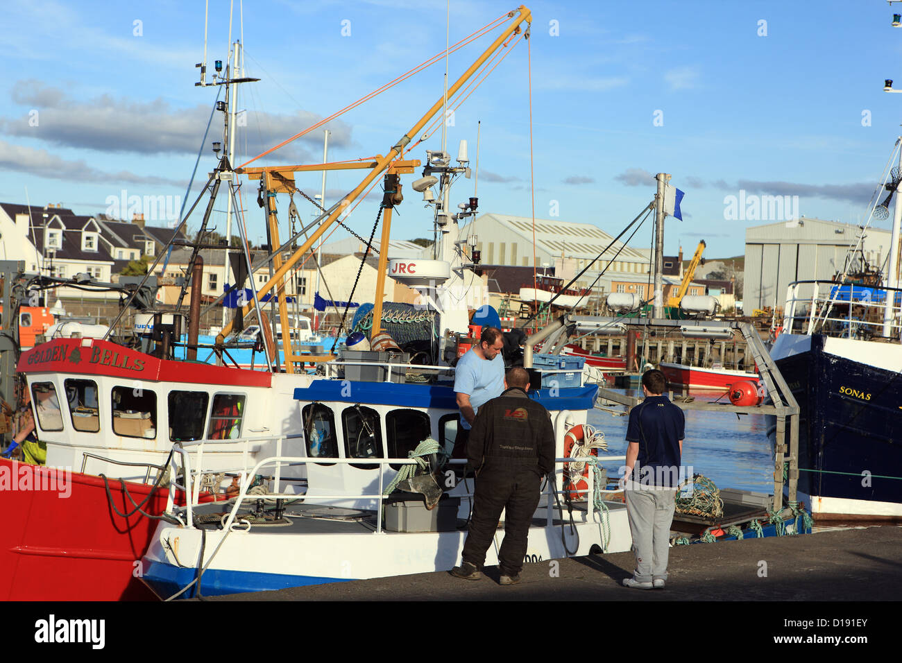 Fishing boats in Girvan Harbour in the Ayrshire coastal town of Girvan ...
