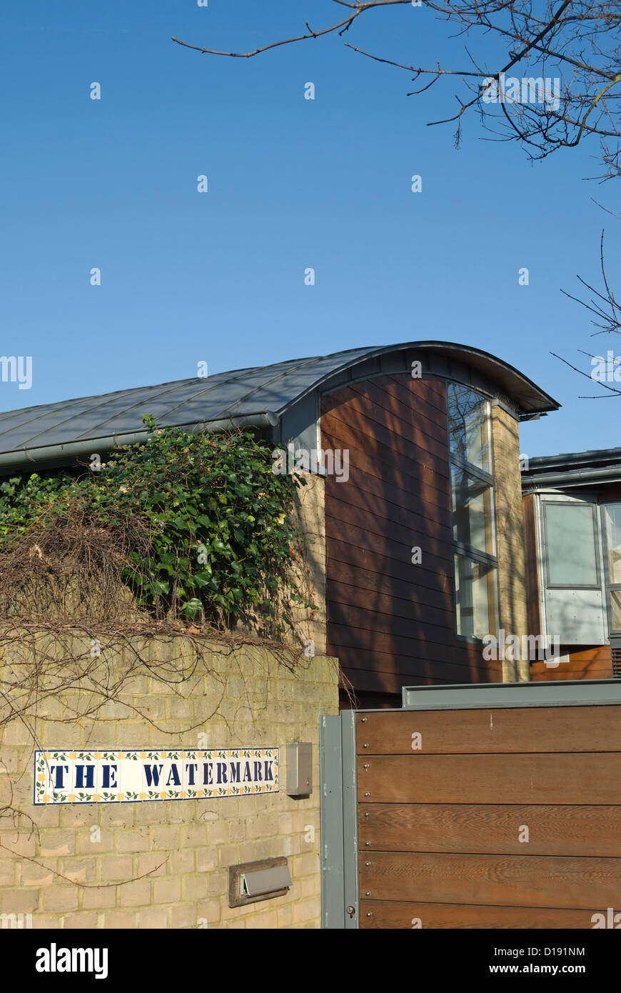 entrance with name sign of the watermark, an architecturally innovative ...