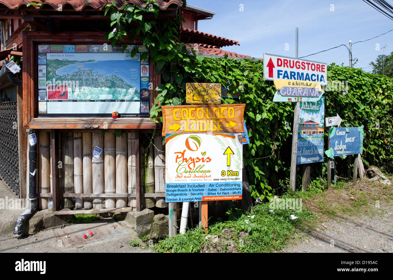 Signs on street corner in Playa Viejo, Costa Rica Stock Photo - Alamy