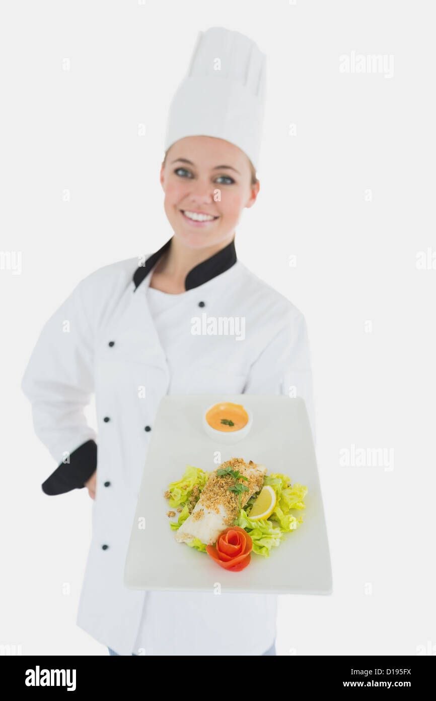 Portrait of chef with healthy food Stock Photo - Alamy