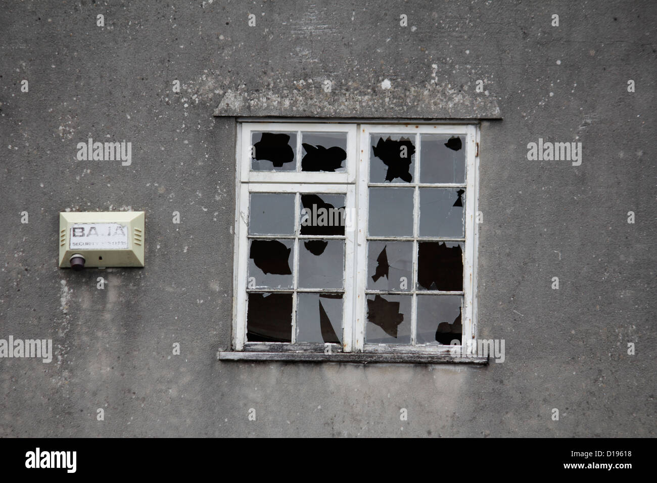 Broken windows on derelict property in wales hi-res stock photography ...