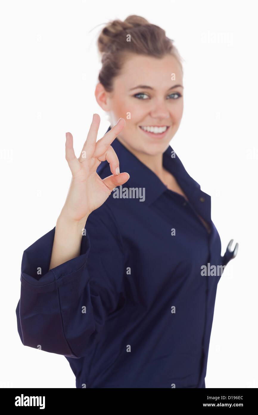 Mechanic showing ok sign hi-res stock photography and images - Alamy