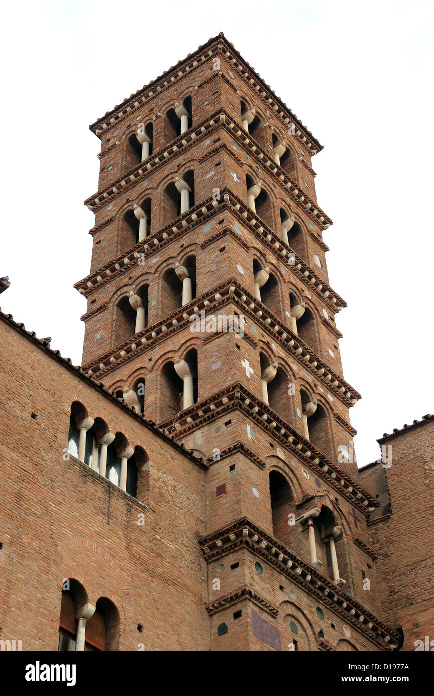 Romanesque church tower Santi Giovanni e Paolo, Rome, Italy Stock Photo ...