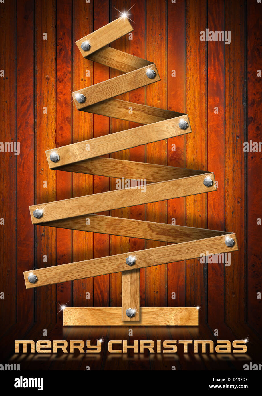 Wooden and Stylized Christmas Tree Stock Photo - Alamy
