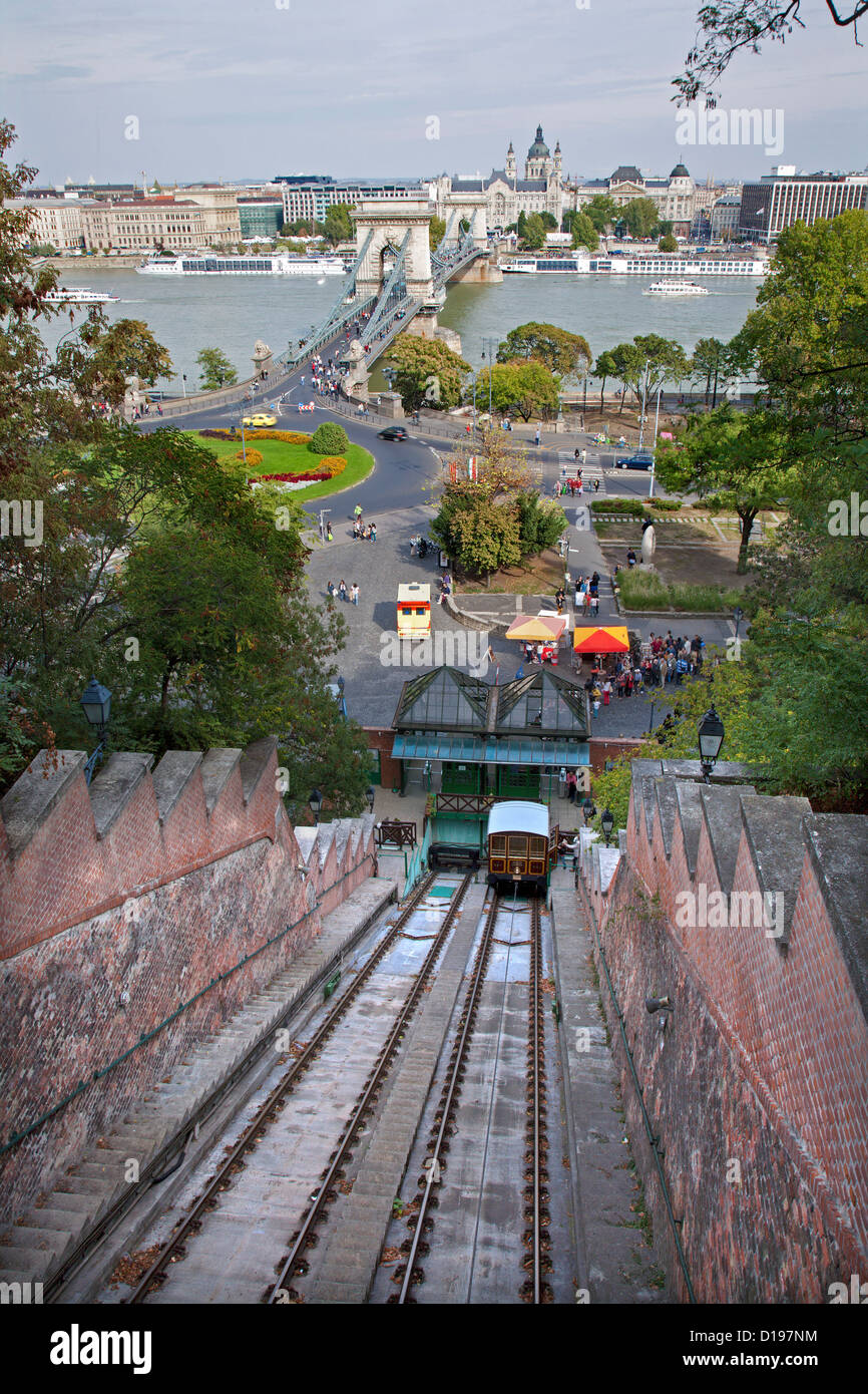 Budapest - Chain bridge and st. Stephen cathedral Stock Photo - Alamy