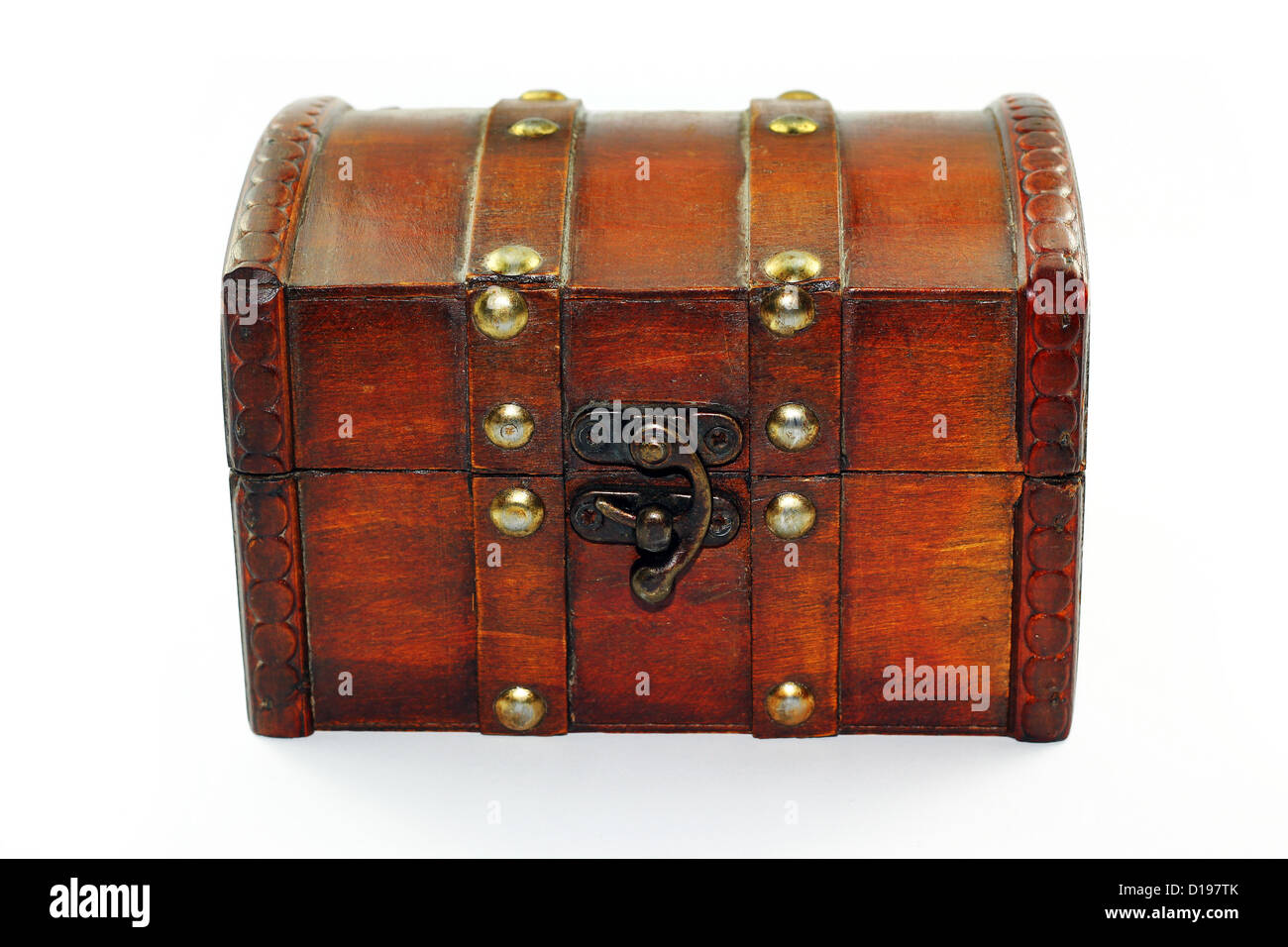 Closed old chest on white background Stock Photo - Alamy