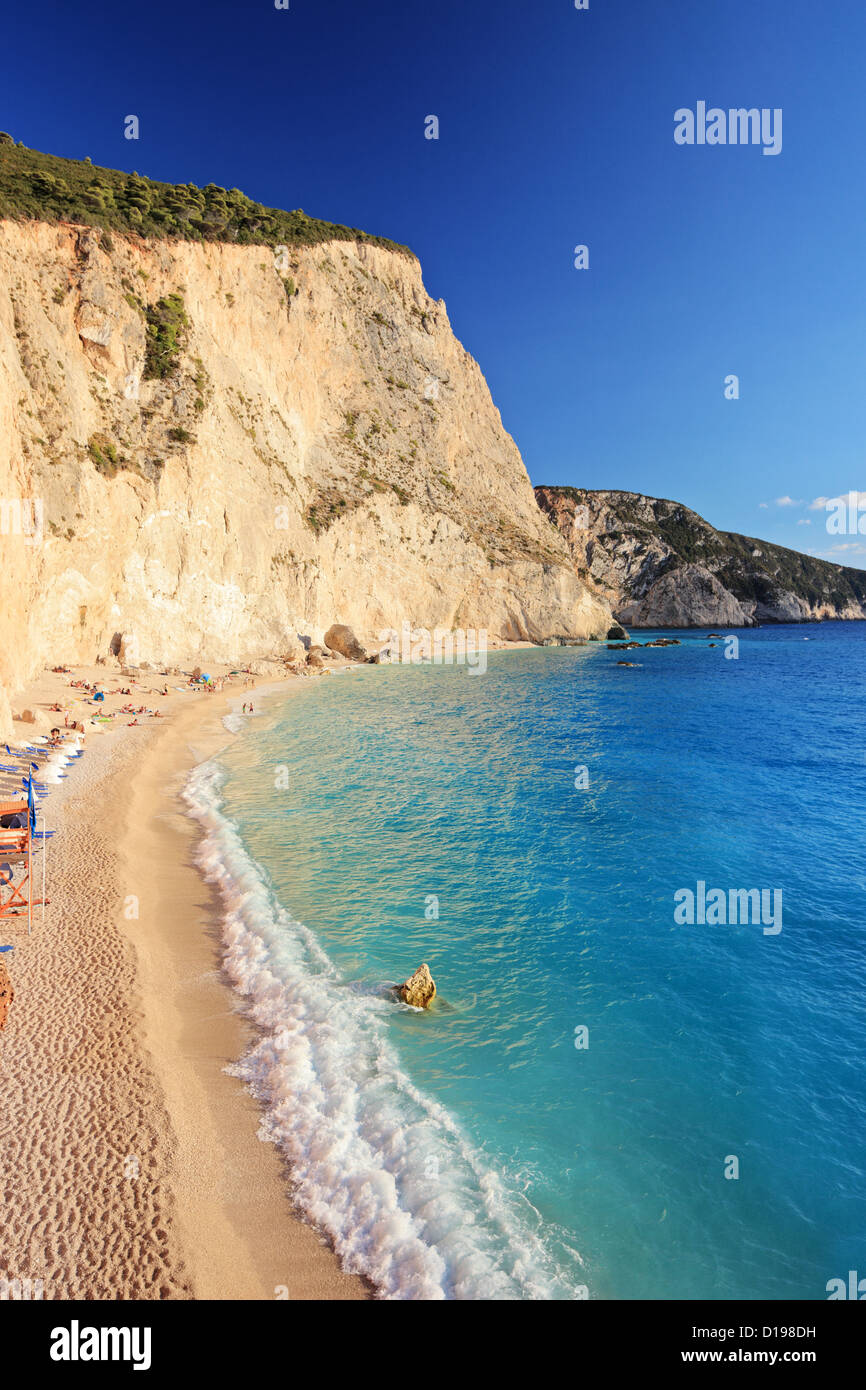 A view of a sandy beach at Lefkada island, Greece Stock Photo - Alamy