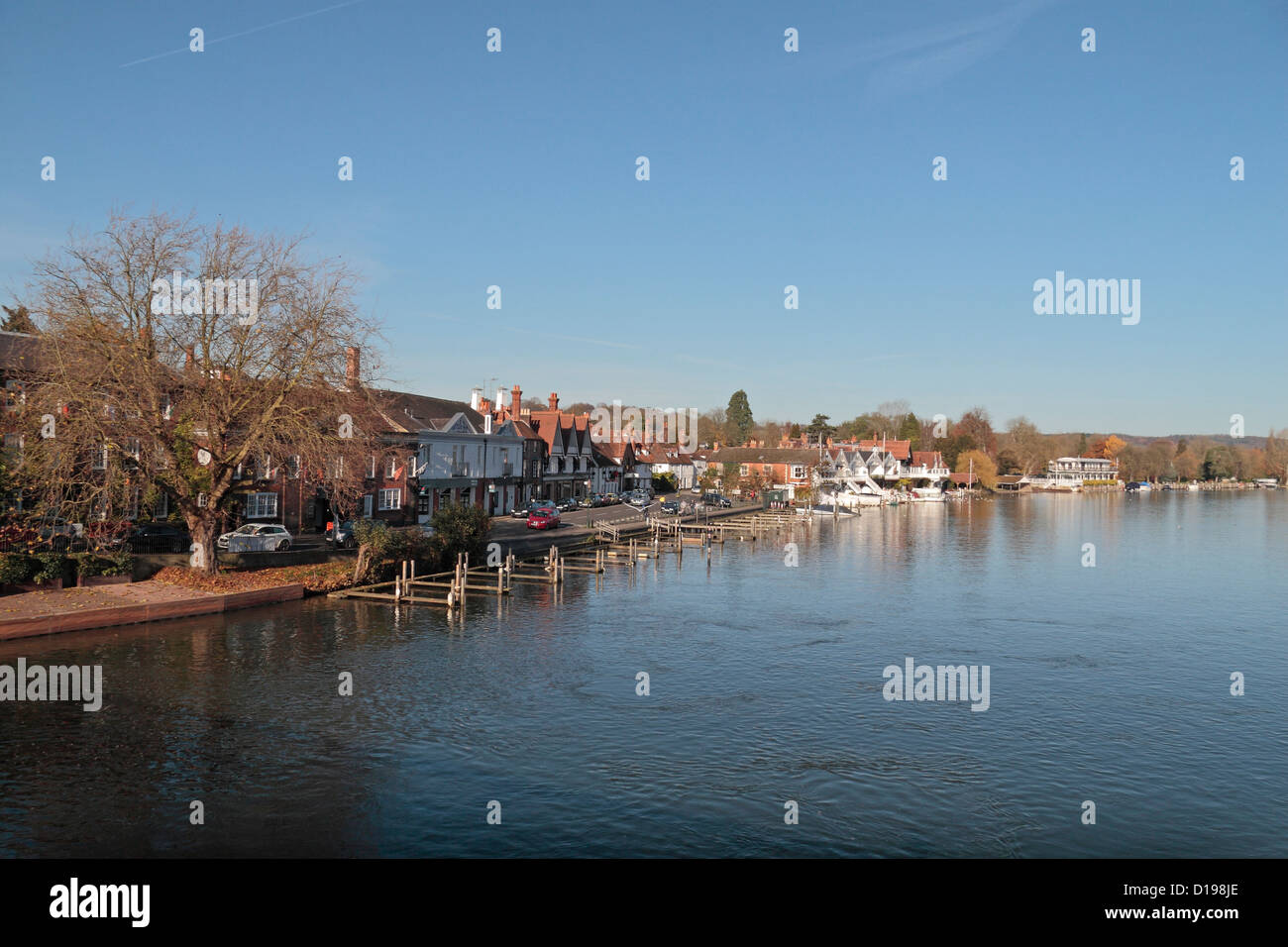 View from Henley Bridge towards the finishing line of the Henley Royal ...