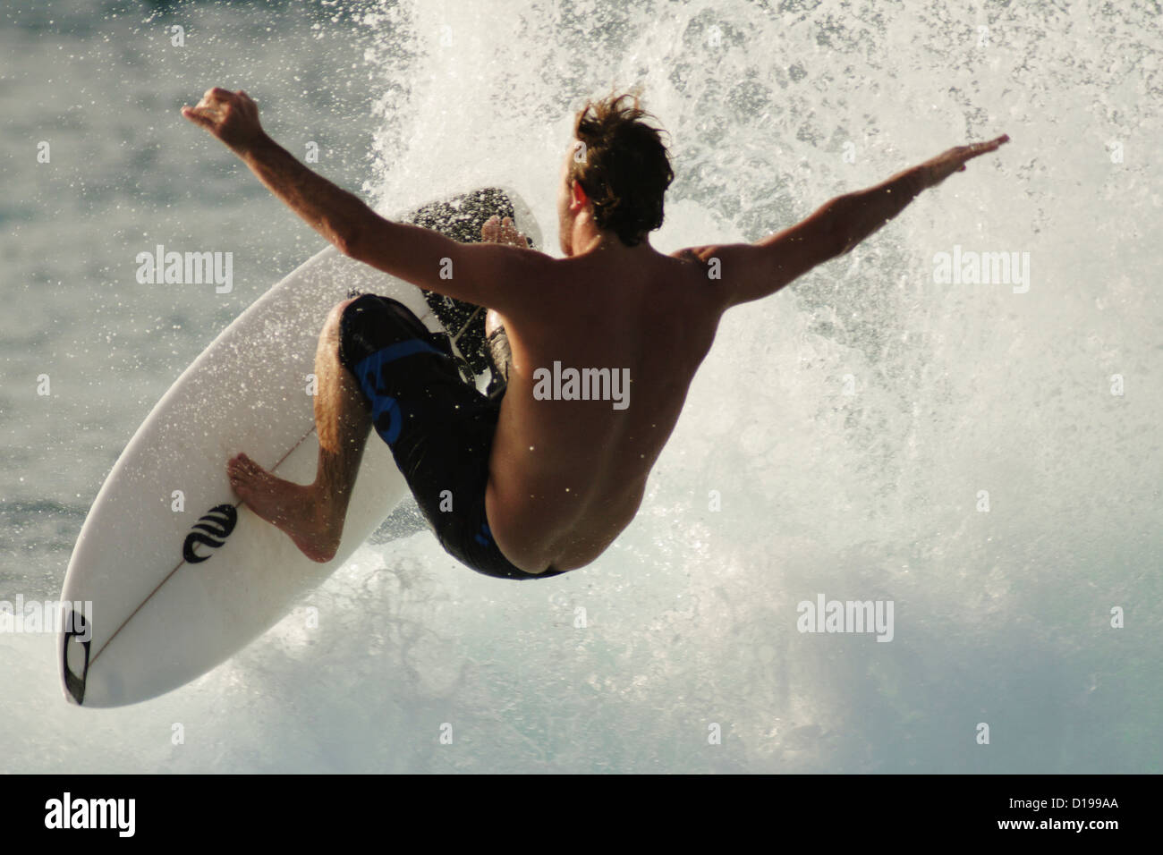 Hawaii, Oahu, North Shore, Surfer Carving Wave Stock Photo - Alamy