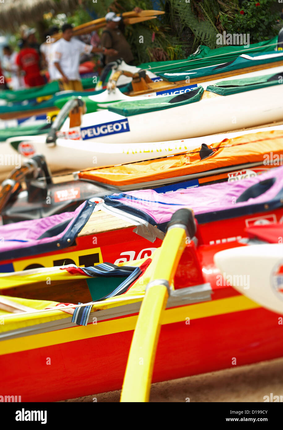 French Polynesia, Race Canoes Stock Photo - Alamy