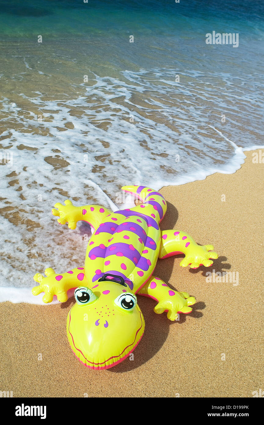 Colorful Inflatable Gecko Laying On Beach Stock Photo - Alamy
