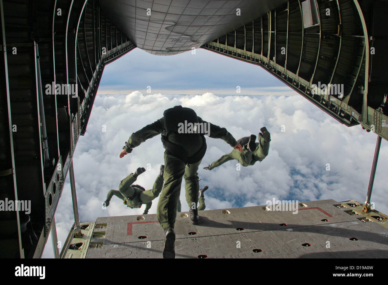 US and NATO special operation forces leap out of a German C-160 ...