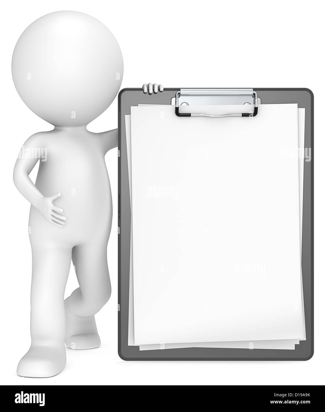 Black Clipboard. 3D little human character with a Classic Black ...