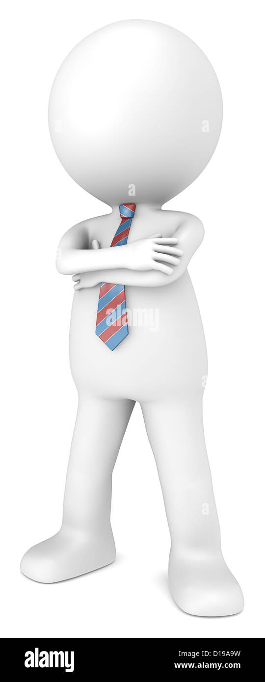 The Boss. 3D little human character The Boss standing with arms crossed ...
