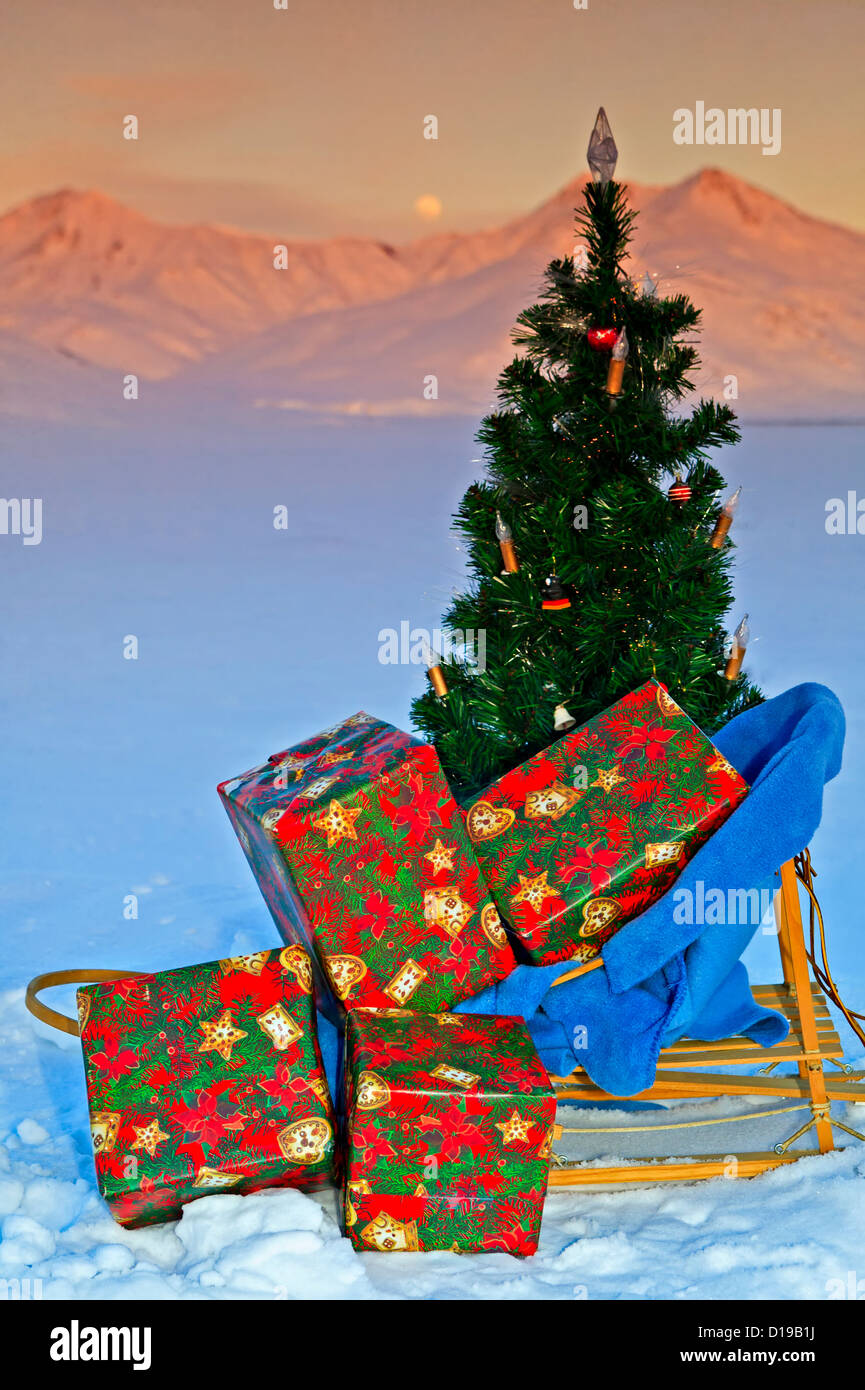 Christmas scene in a natural setting, Brooks Range, Alaska Stock Photo ...