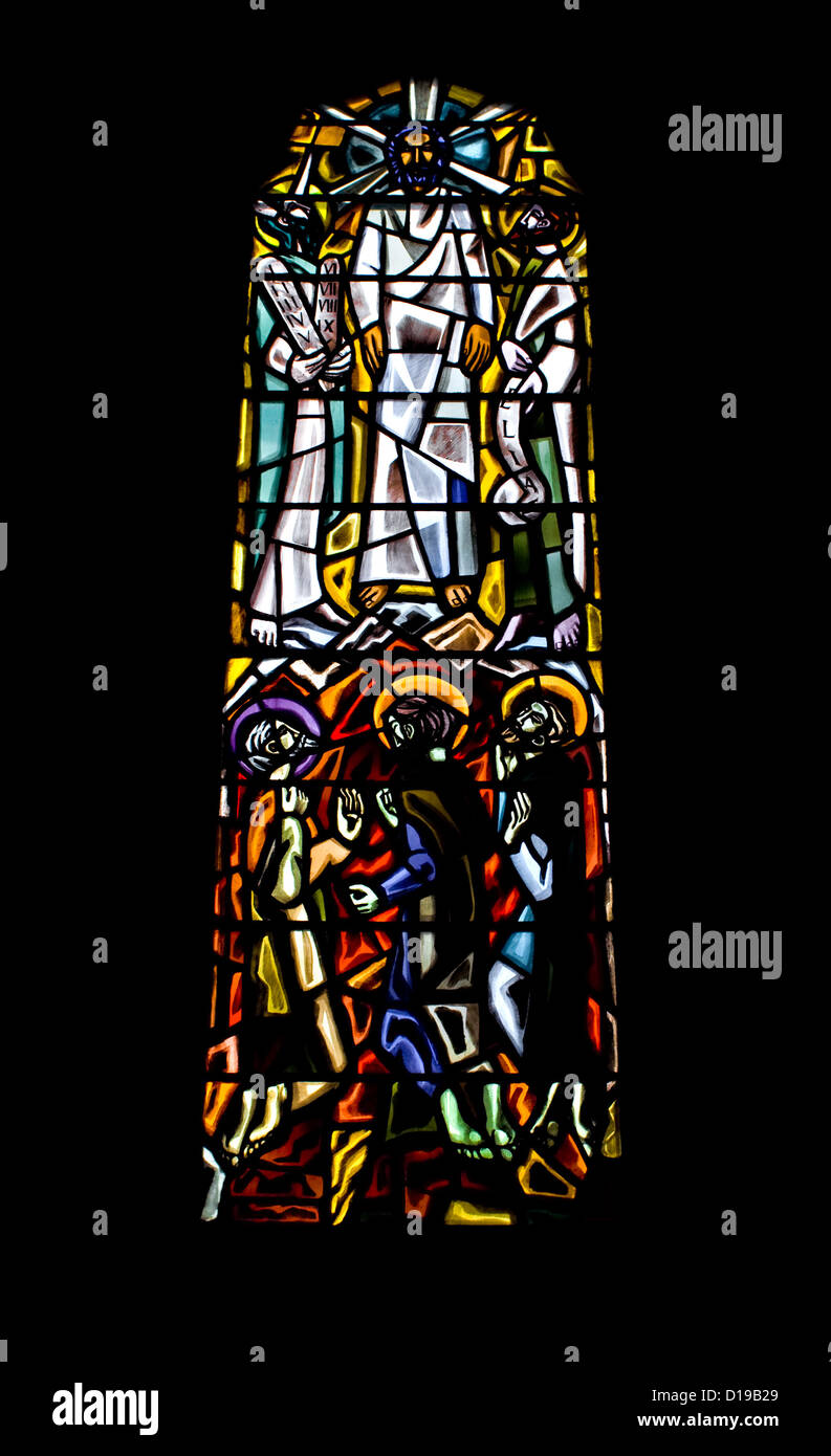 A religious stained glass window inside a church Stock Photo - Alamy