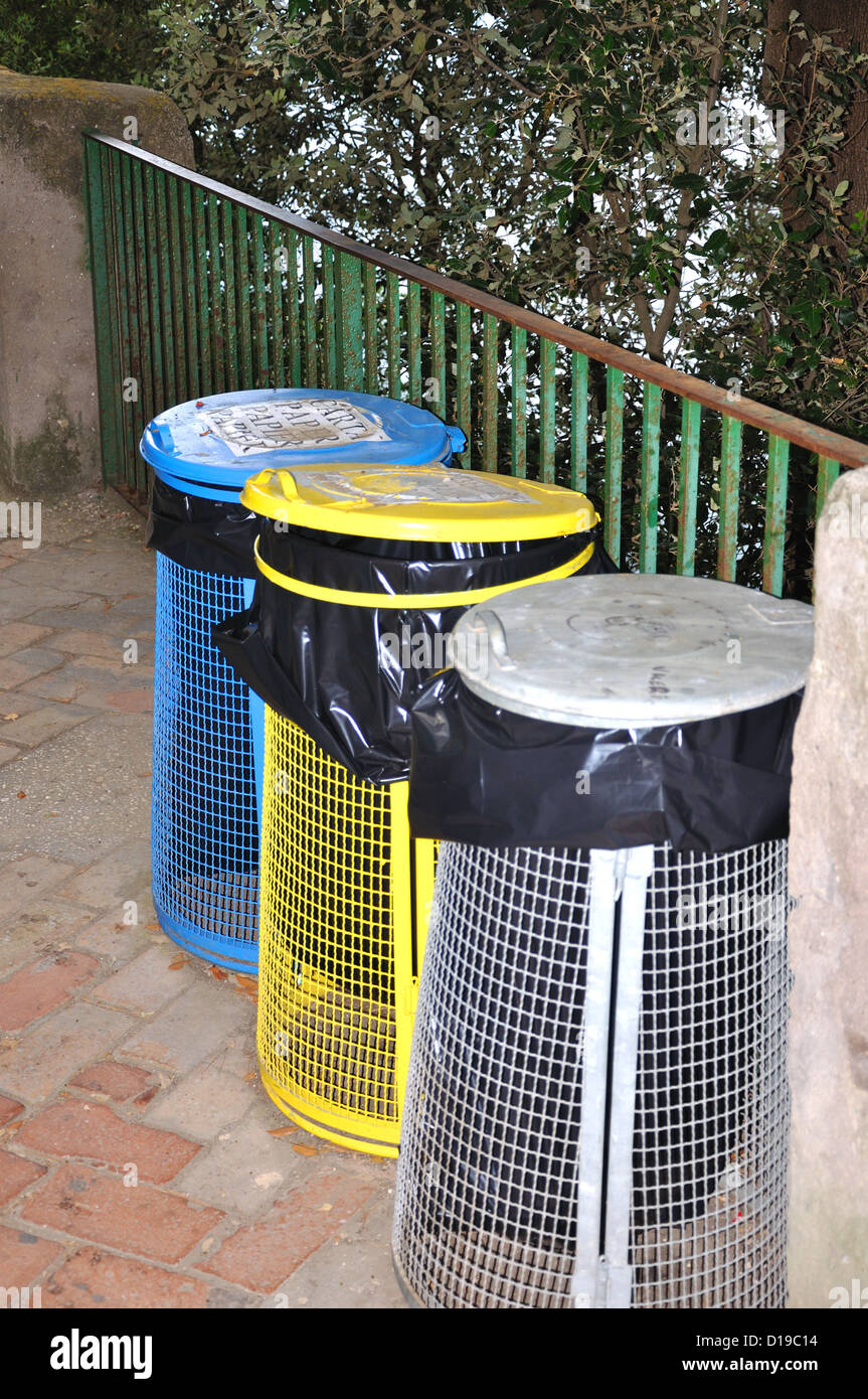 Recycling bins Italy Europe Stock Photo - Alamy
