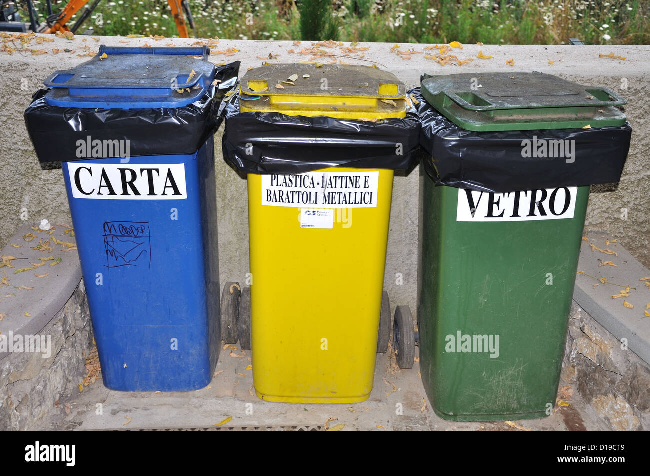 Recycling bins on Capri Island Italy Stock Photo - Alamy