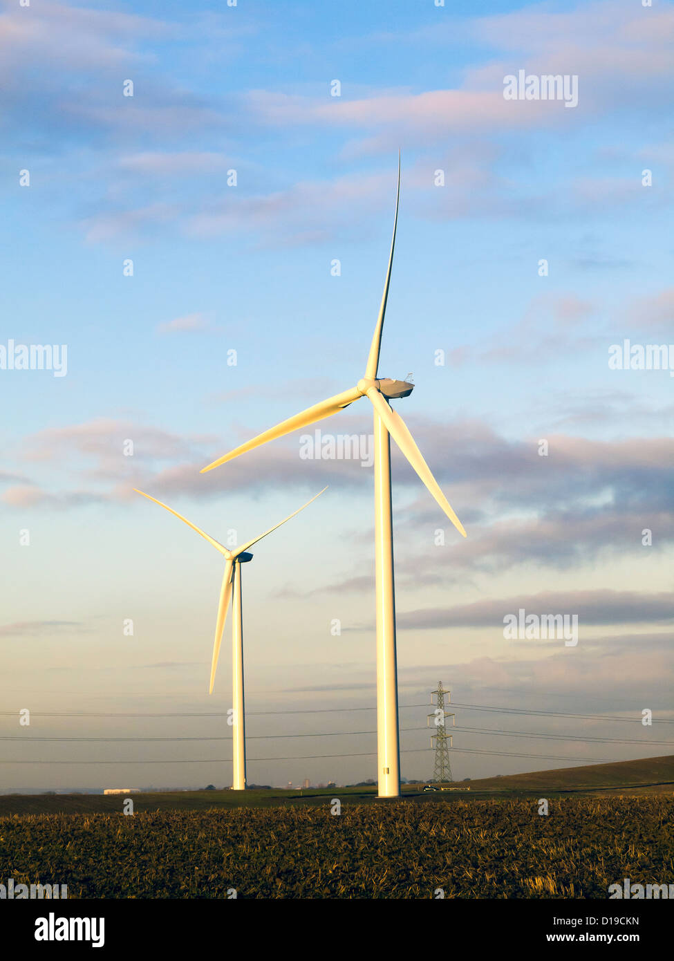 Two of the five 2MW REpower MM92 wind turbines at the Seamer North ...
