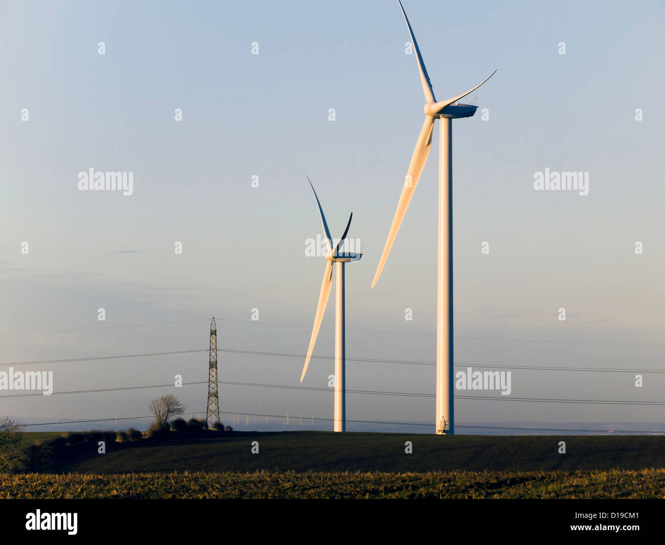 Two of the five 2MW REpower MM92 wind turbines at the Seamer North ...