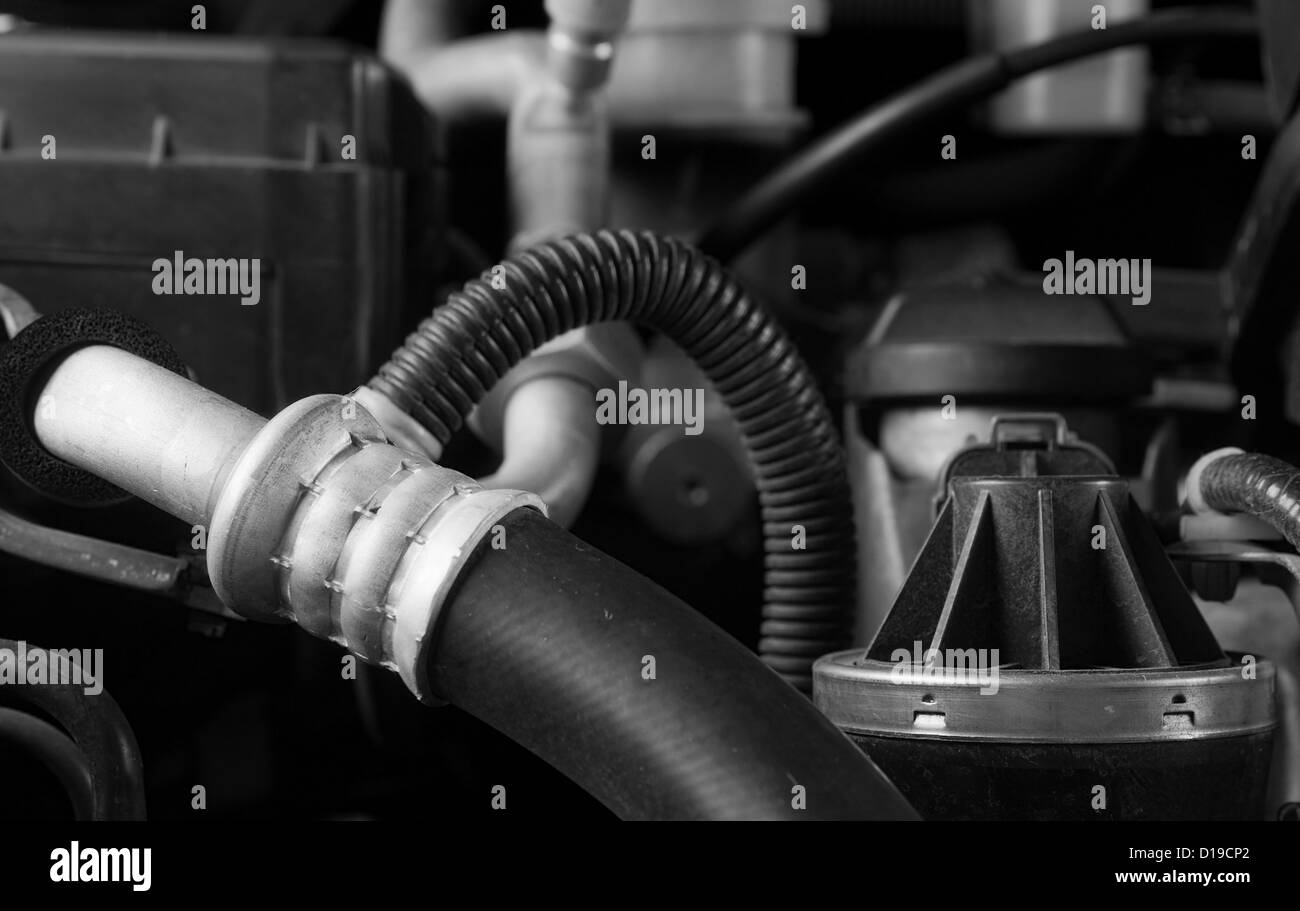 Car engine hoses Black and White Stock Photos & Images - Alamy