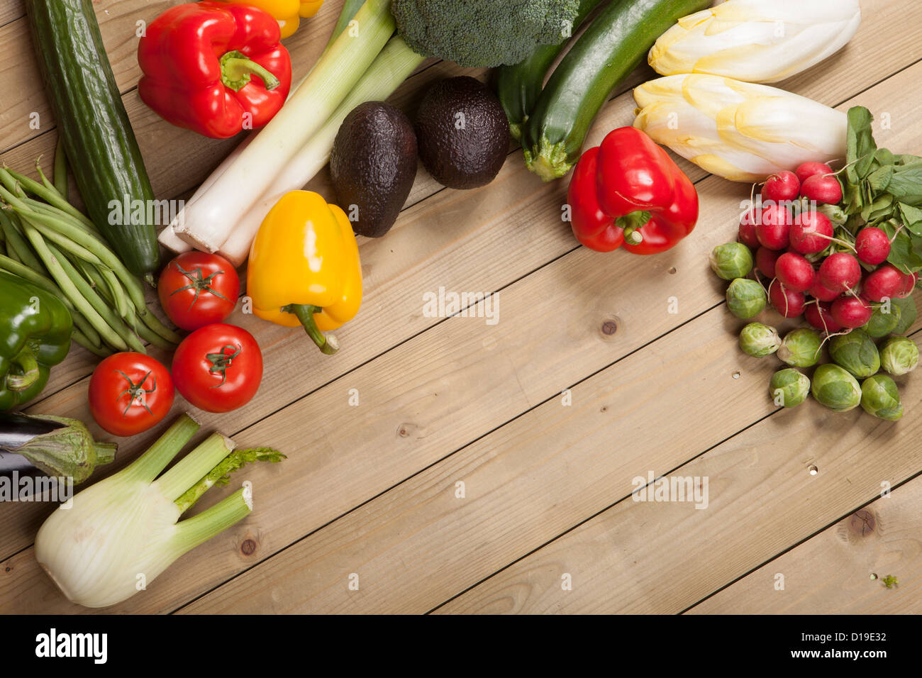 Vegetables on wooden surface Stock Photo - Alamy