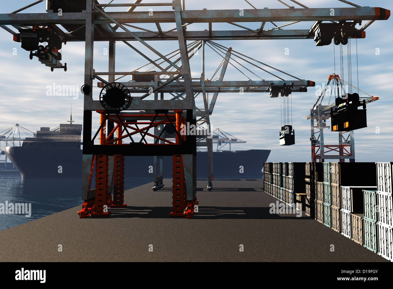 Industrial Port 3D render Stock Photo - Alamy
