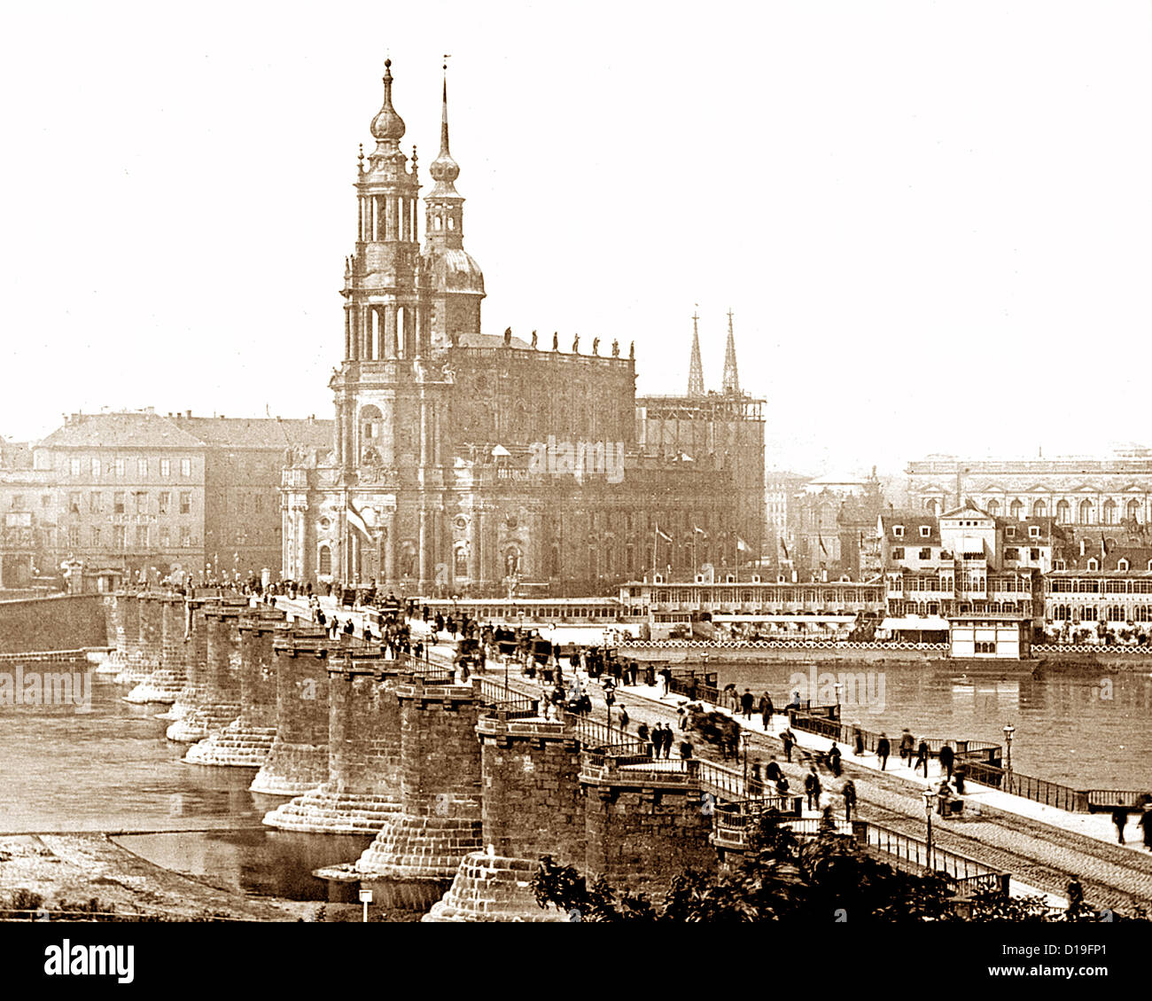 Augustus Bridge Dresden Germany Victorian period Stock Photo - Alamy