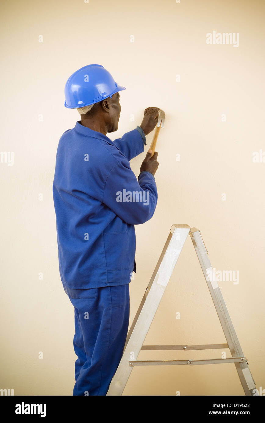 African American Construction Worker, Handyman, Carpenter, Standing on ...