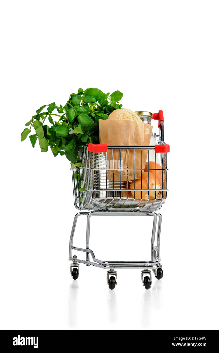 Full shopping trolley supermarket Cut Out Stock Images & Pictures - Alamy