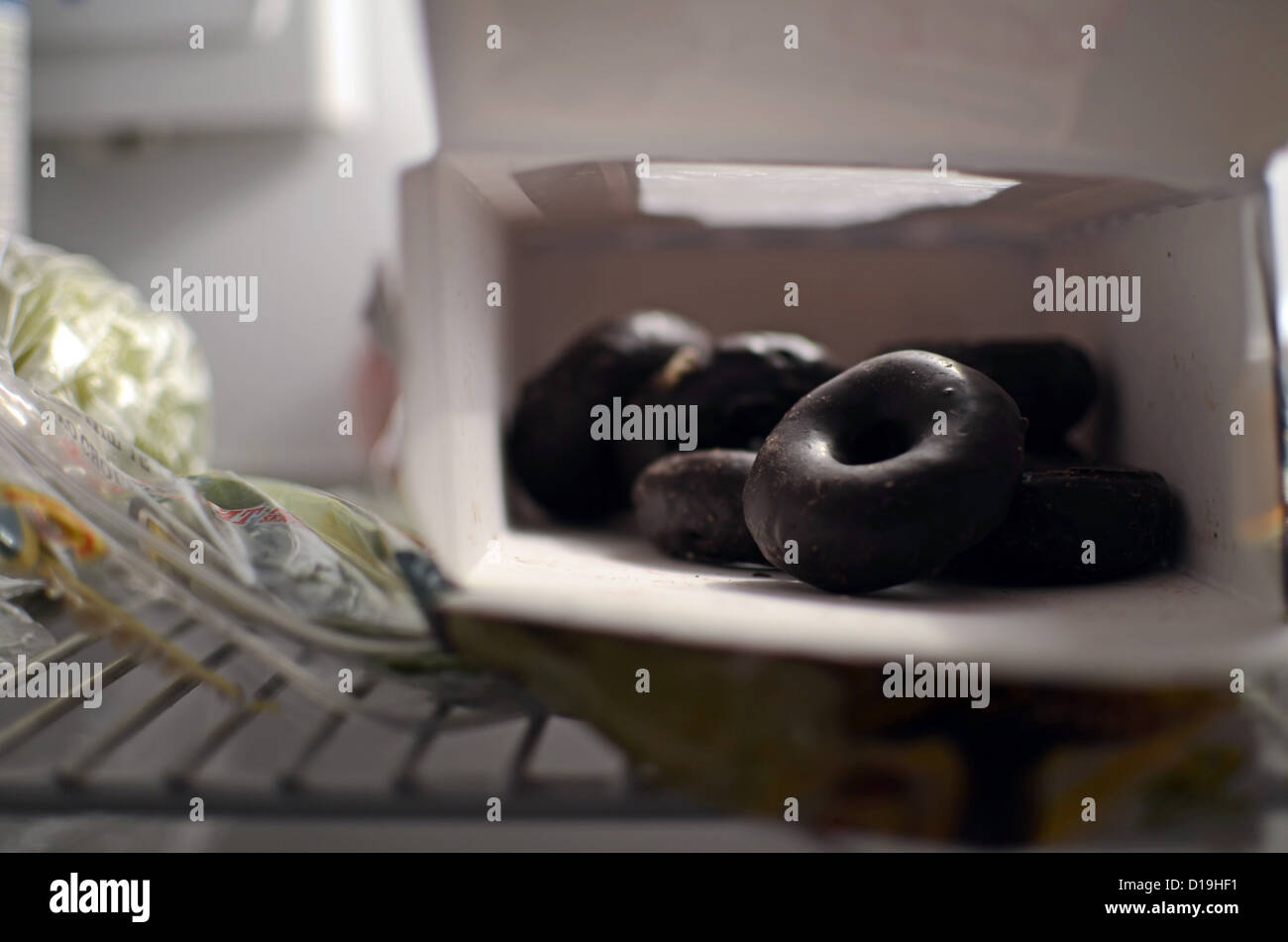 Chocolate donuts box Stock Photo - Alamy