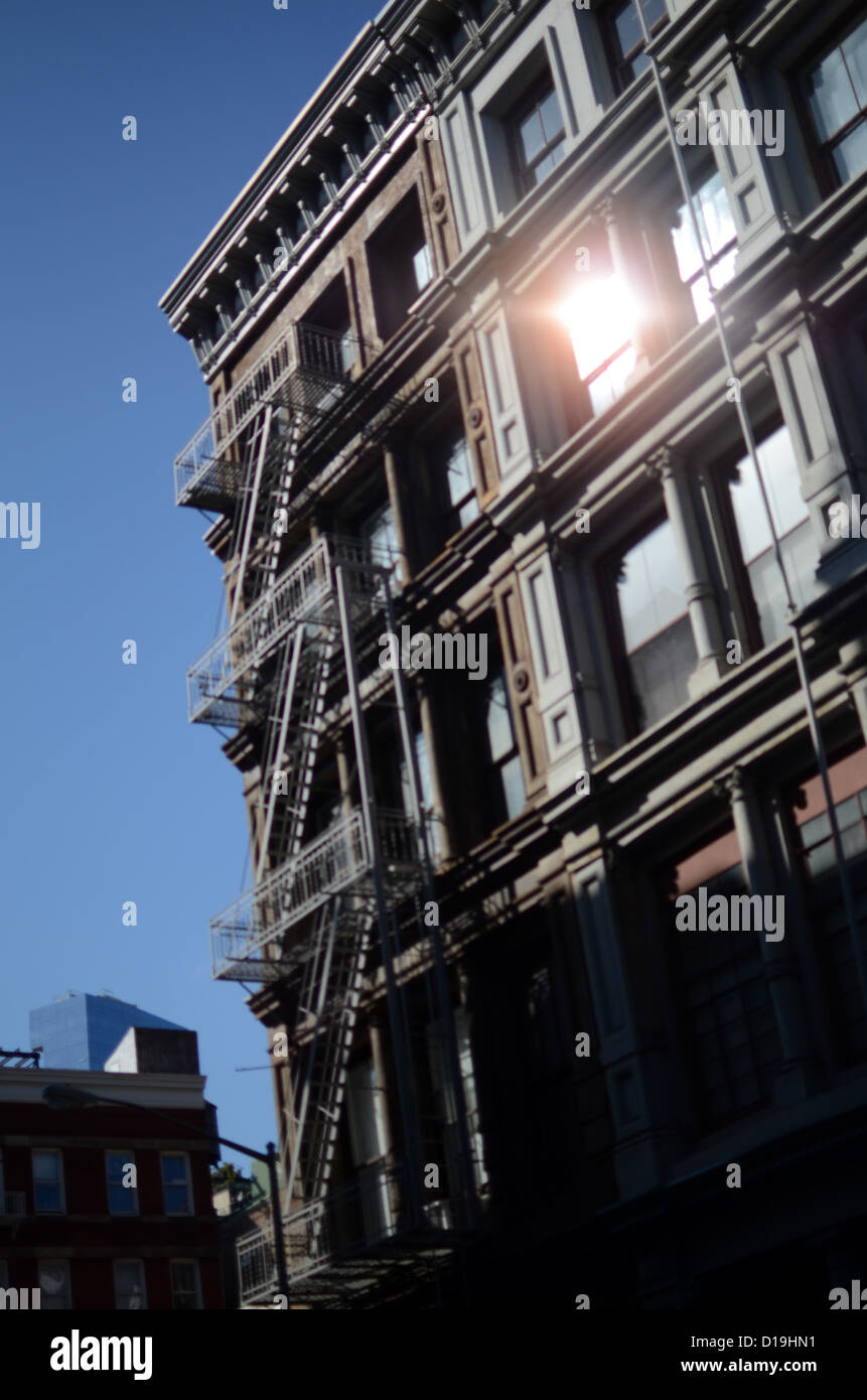 Sunset light hits on building, Downtown, New York City Stock Photo - Alamy