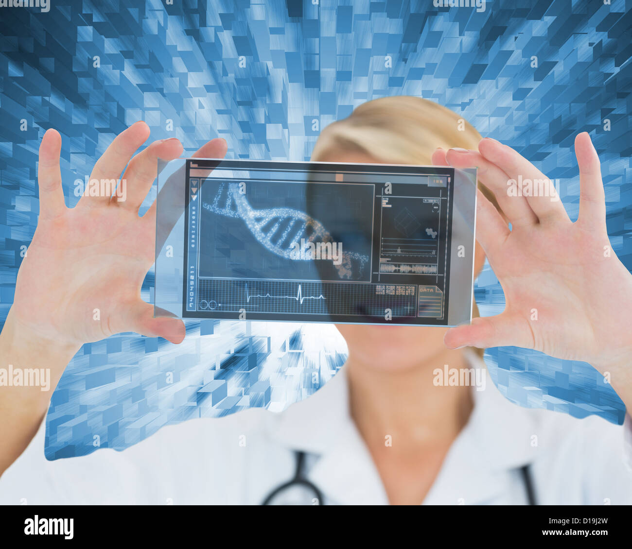 Woman doctor using virtual hi-res stock photography and images - Alamy