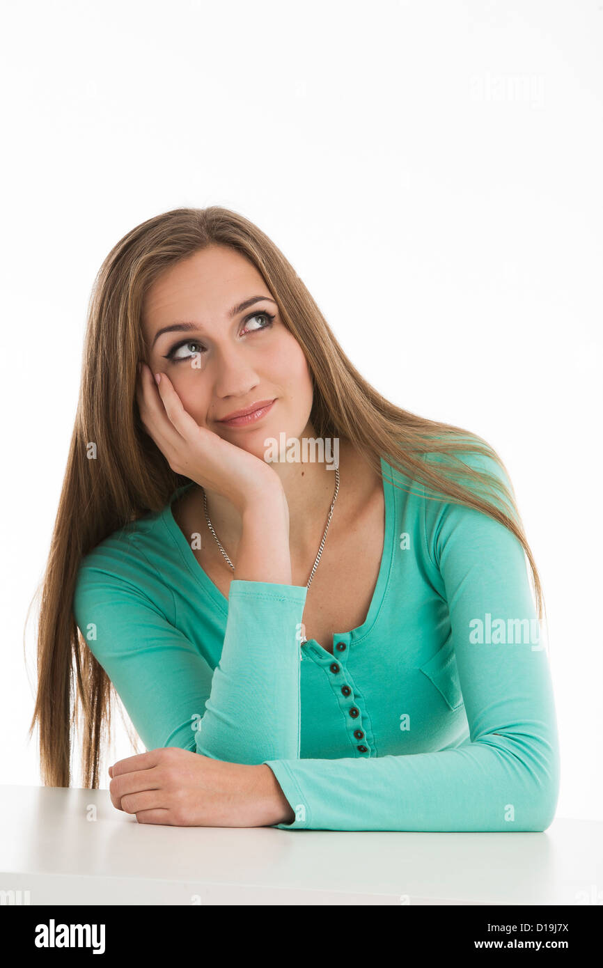 Thoughtful teen girl dreaming hi-res stock photography and images - Alamy