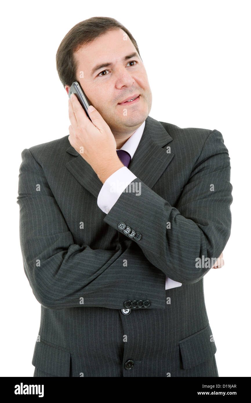 happy business man on the phone, isolated Stock Photo - Alamy