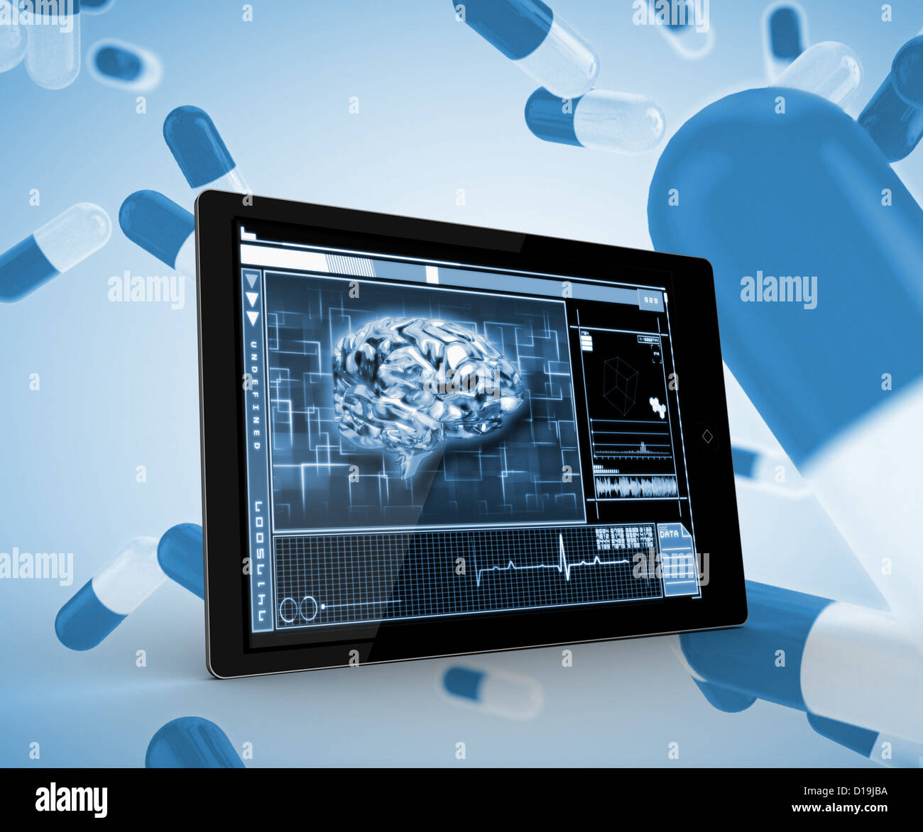 Brain on a digital tablet Stock Photo - Alamy