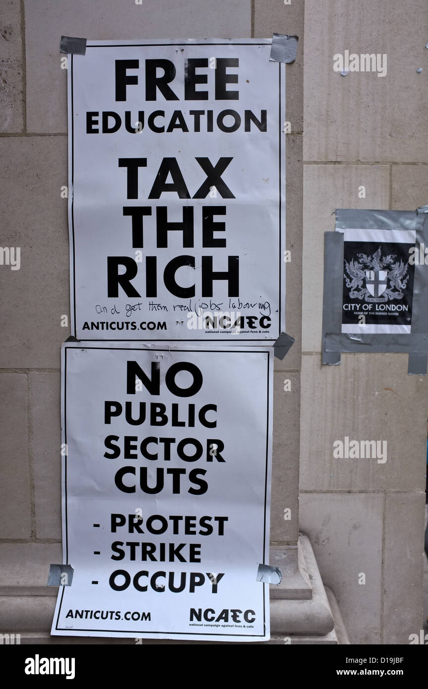 Anti capitalist posters outside st pauls cathedral hi-res stock ...