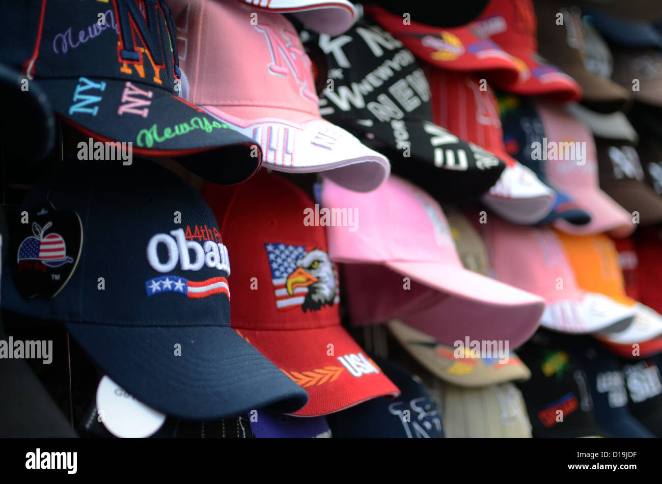 Assorted caps for sale in the street, Downtown Manhattan Stock Photo ...