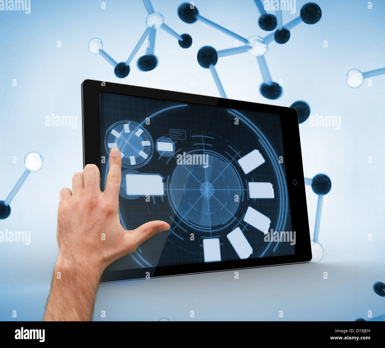 One finger scrolling on a digital tablet Stock Photo - Alamy