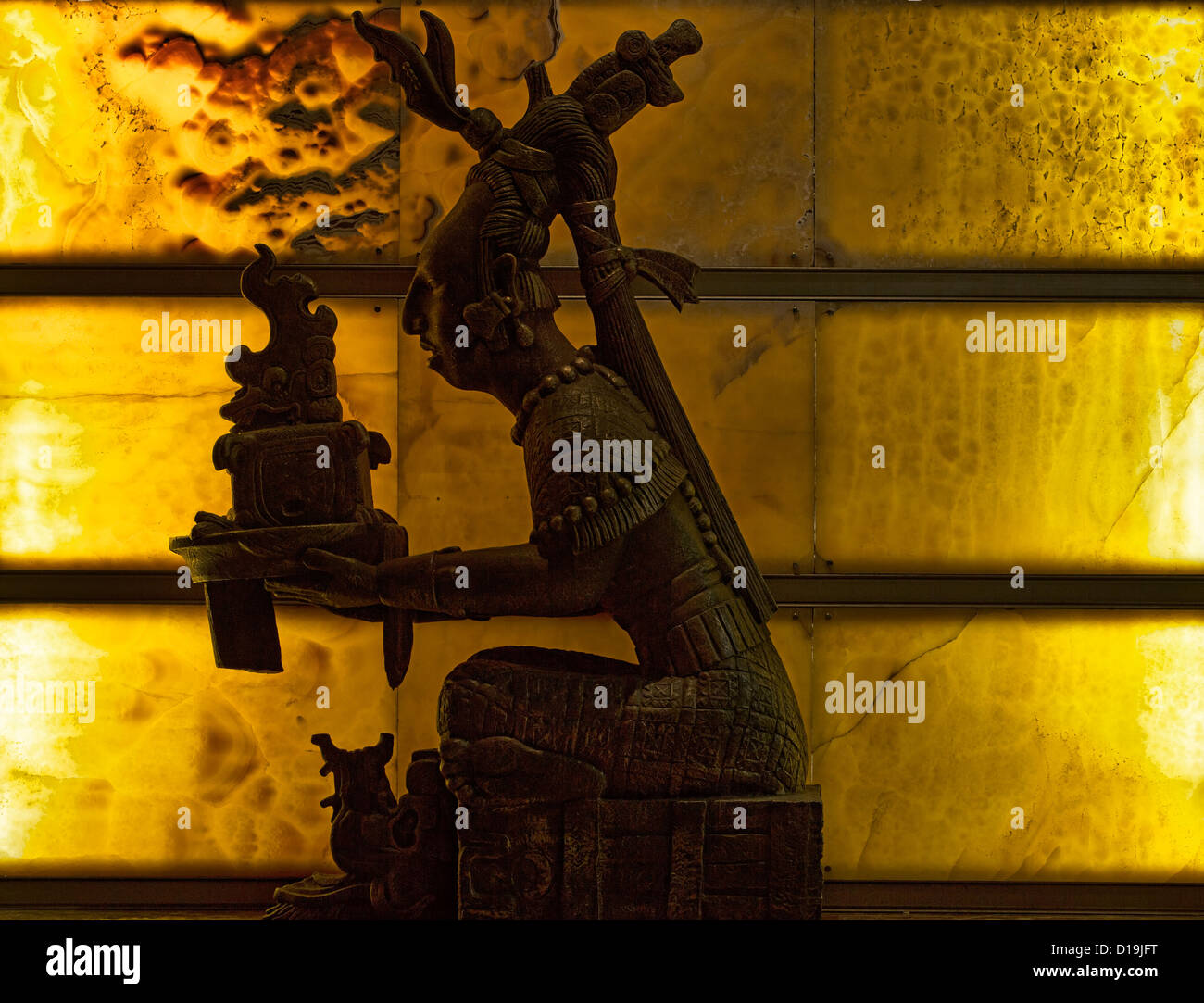 Mayan offering statue amber stone Mexico Stock Photo - Alamy