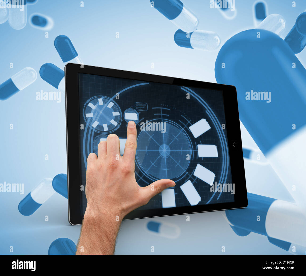 Finger selecting something on a digital tablet Stock Photo - Alamy
