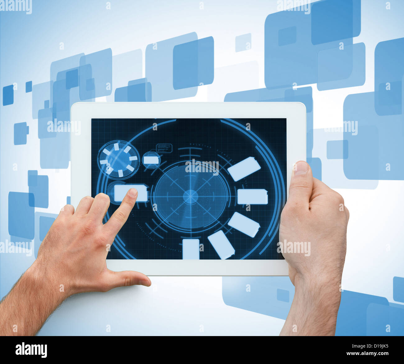 Hand scrolling on a digital tablet Stock Photo - Alamy