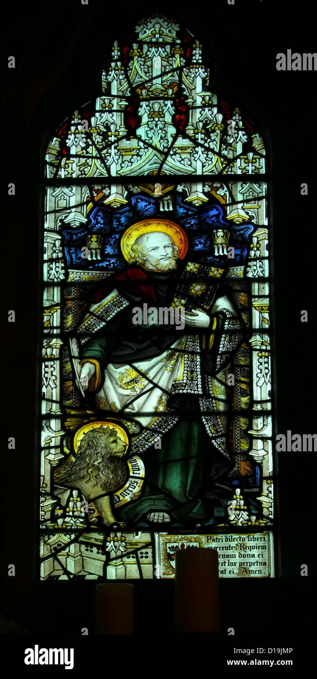 Stained glass window depicting st. mark Stock Photo - Alamy